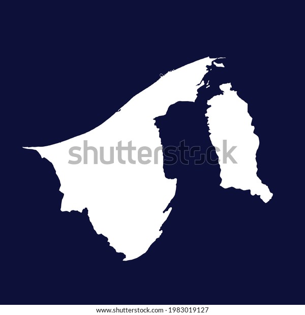 Brunei Darussalam Map Vector White Color: เวกเตอร์สต็อก (ปลอดค่า ...