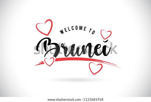 Brunei Welcome Word Text Handwritten Font Stock Vector (Royalty Free ...