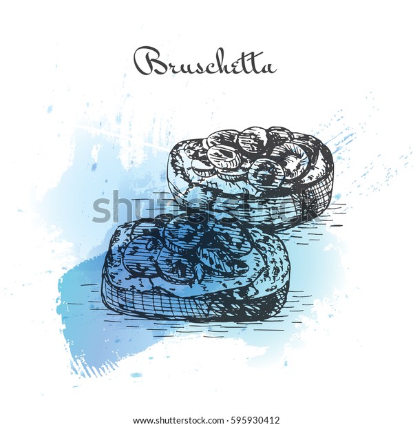 Bruschetta Watercolor Effect Illustration Vector Illustration Stock ...