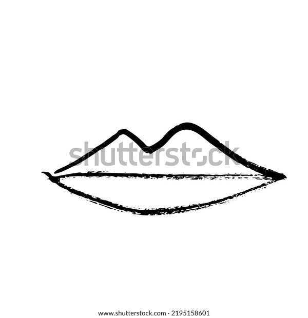 Brush Drawn Lips Minimal Grunge Lip Stock Vector (Royalty Free ...