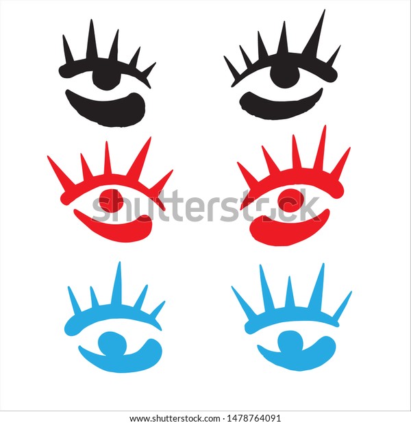 Brush Hand Drawn Stylized Eyes Eyelashes Stock Vector (Royalty Free ...