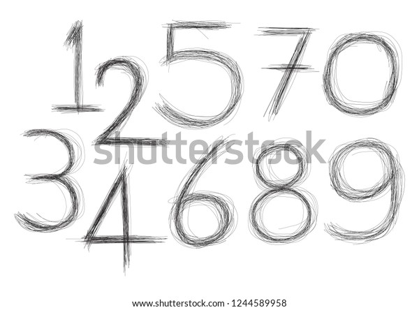 Brush Lettering Numbers Hand Drawn Vector Stock Vector (Royalty Free ...