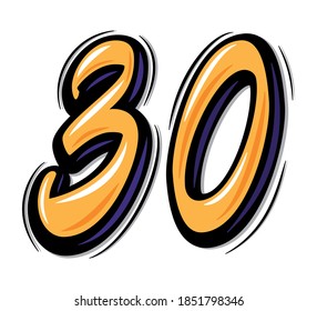 Brush Lettering Vector Number Thirty Modern Stock Vector (Royalty Free ...