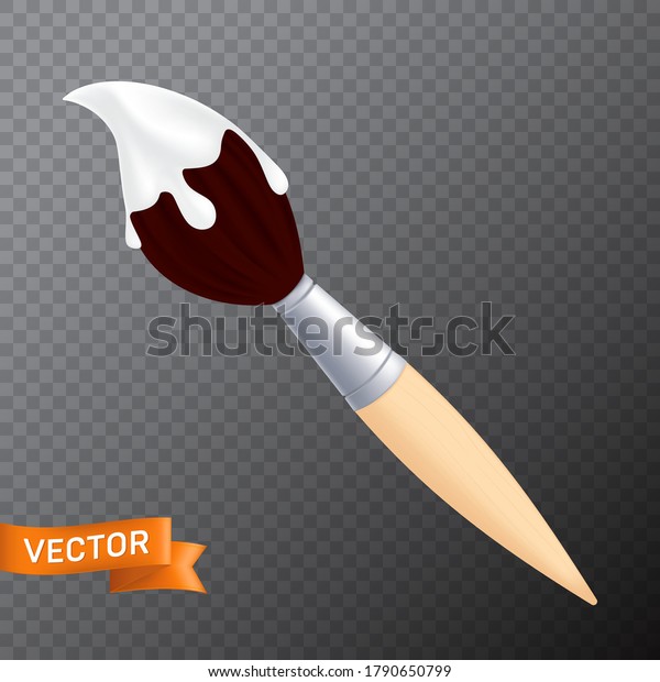 Brush Liquid White Paint On Tip Stock Vector (Royalty Free) 1790650799 ...