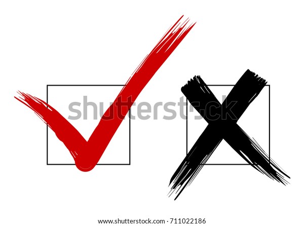 Brush Painted Hand Drawn Check Marks Stock Vector (Royalty Free ...