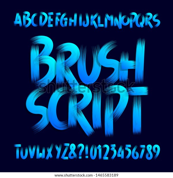 Brush Script Alphabet Font Uppercase Handwritten 库存矢量图（免版税）1465583189 ...