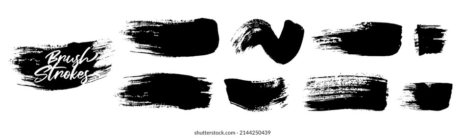Brush Strokes Lines Set Long Bold Stock Vector (Royalty Free ...