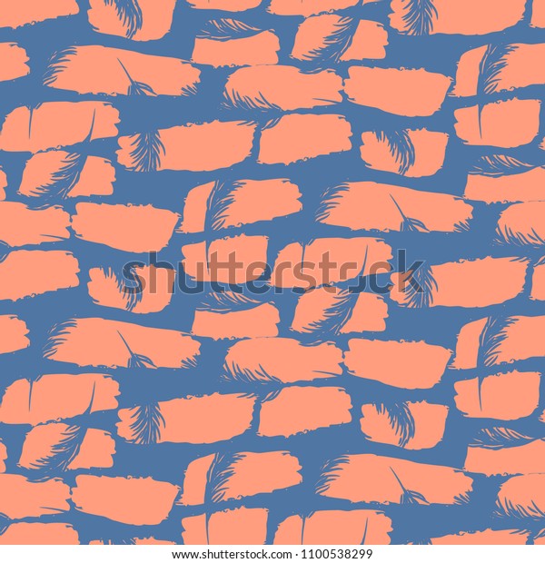 Brush Texture Seamless Blue Coral Pattern Stock Vector (Royalty Free ...
