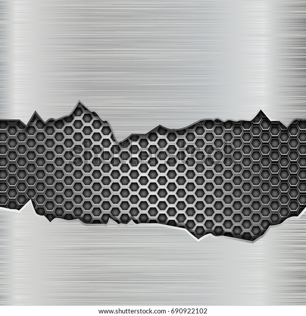 Brushed Metal Texture Torn Center Section Stock Vector (Royalty Free ...