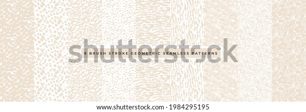 Brushstroke Shabby Seamless Textures Set Flaxcolor Stock Vector ...
