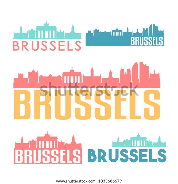 Brussels Belgium Flat Icon Skyline Vector Stock Vector (Royalty Free ...