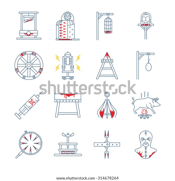 Brutal Torture Device Icon Set Included Stock Vector (Royalty Free ...