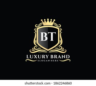 Bt Initial Letter Gold Calligraphic Feminine Stock Vector (Royalty Free ...