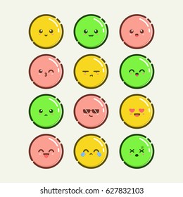 Bubble Emote Smile Icon Set: vector de stock (libre de regalías ...