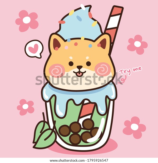 Bubble Milk Tea Dog Face On Stock Vector (Royalty Free) 1795926547 ...