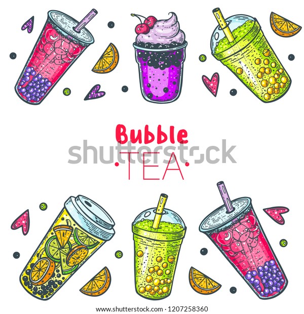 Bubble Tea Hand Drawn Illustration Cocktail Stock Vector (Royalty Free ...