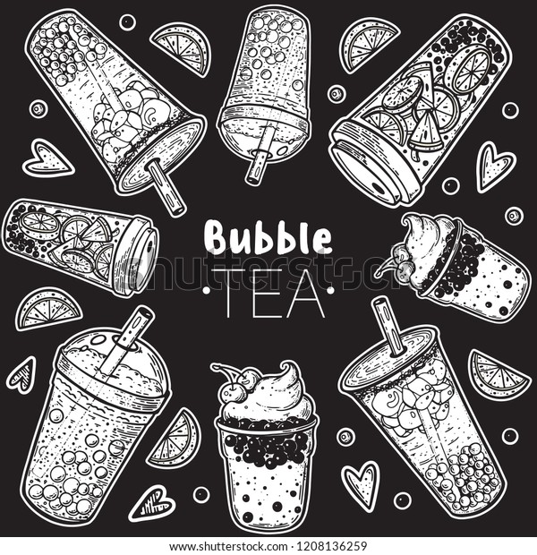 Bubble Tea Hand Drawn Illustration Cocktail Stock Vector (Royalty Free ...