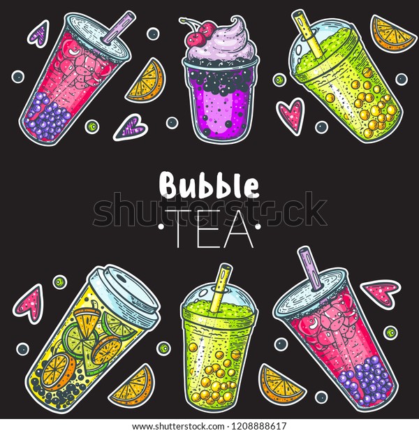 Bubble Tea Hand Drawn Illustration Cocktail Stock Vector (Royalty Free ...