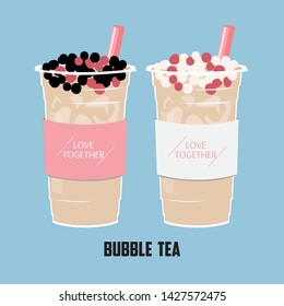 Bubble Tea Love Together Style Black Stock Vector (Royalty Free) 1427572487