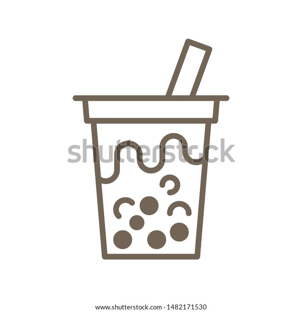Bubble Tea Pearl Milk Tea Line: เวกเตอร์สต็อก (ปลอดค่าลิขสิทธิ์ ...
