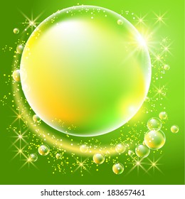 Bubbles Stars On Green Background Stock Vector (Royalty Free) 183657461 ...
