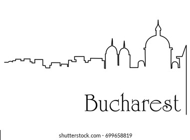 「Bucharest City One Line Drawing Background」のベクター画像素材（ロイヤリティフリー ...