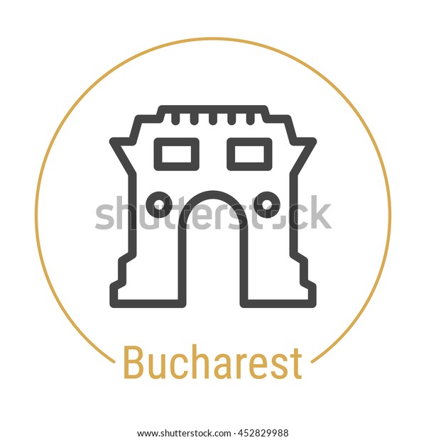 Bucharest Romania Outline Icon Caption Bucharest Stock Vector (Royalty ...