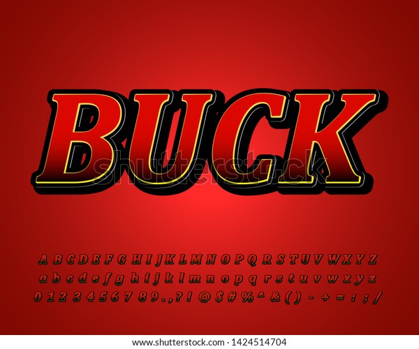 Buck Sticker Font Effect Classic Alphabet Stock Vector (Royalty Free ...