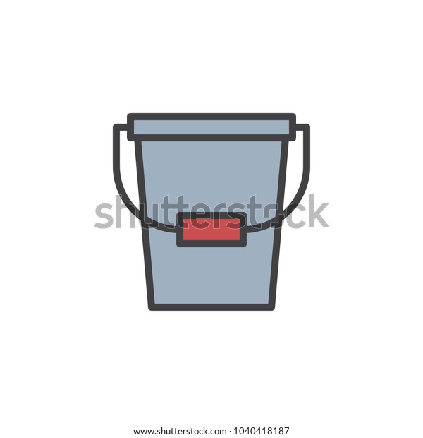 Bucket Filled Outline Icon Line Vector Stock Vector (Royalty Free ...