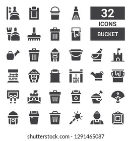 Bucket Icon Set Collection 32 Filled Stock Vector (Royalty Free ...