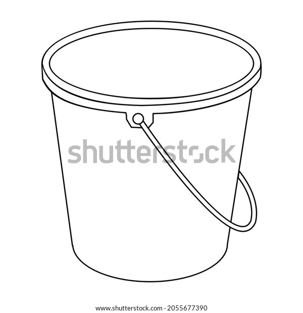 Bucket Line Vector Illustrationisolated On White Stock Vector (Royalty ...