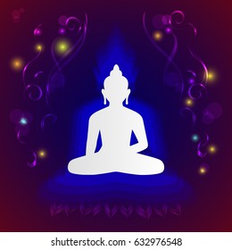Buddha Bright Glow On Dark Background Stock Vector (Royalty Free ...
