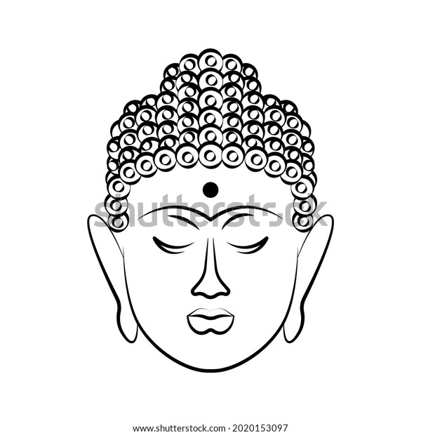 Buddha Face Line Art Design Religion Stock Vector (Royalty Free) 2020153097