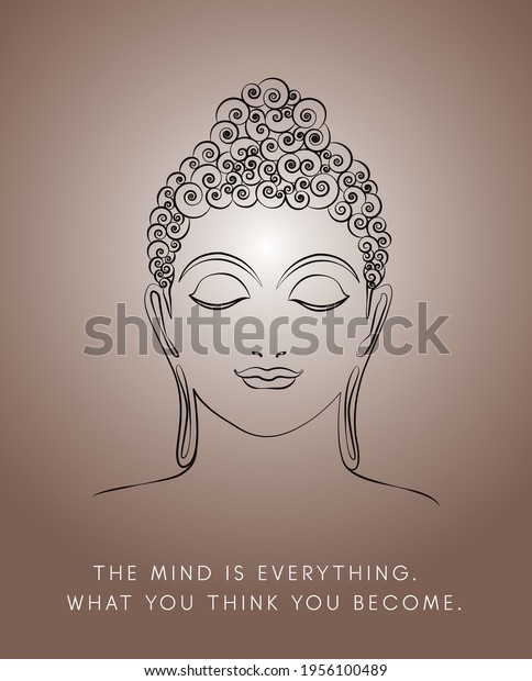 Buddha Line Art Vector Illustration Quote Stock Vector (Royalty Free ...