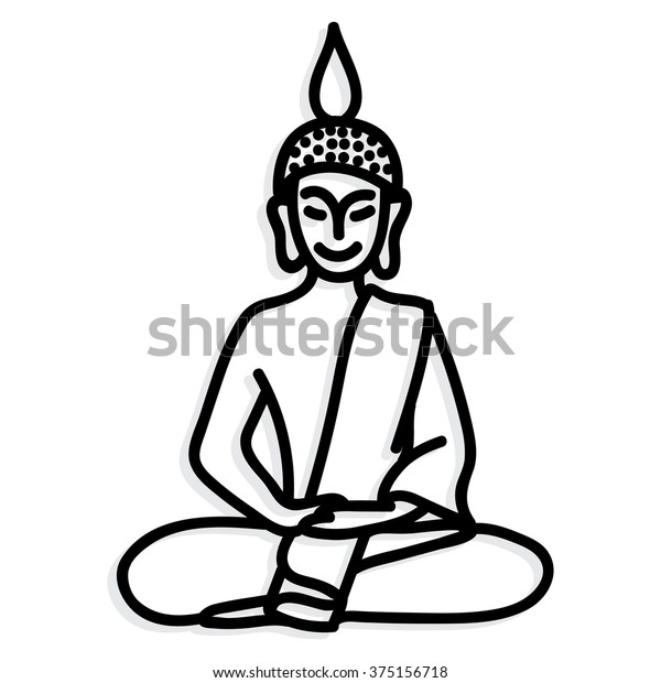 Buddha Outline Black Vector Illustration 스톡 벡터(로열티 프리) 375156718 ...