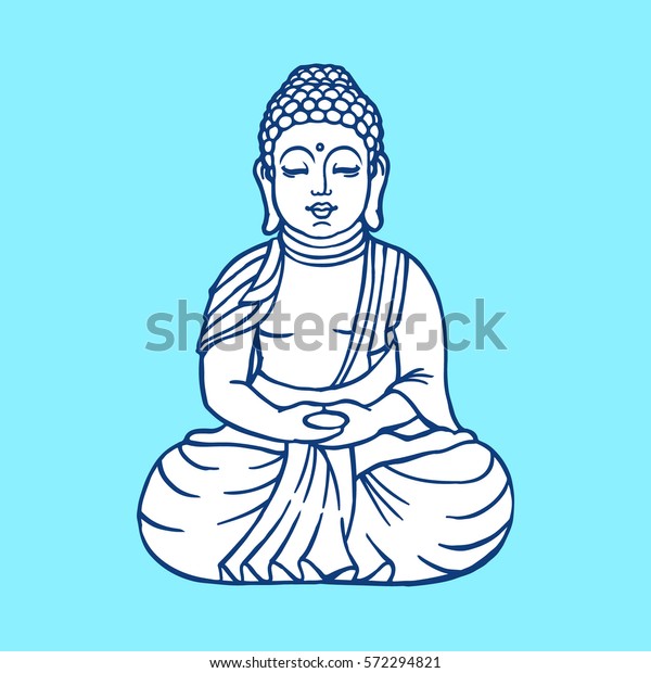 Buddha Sitting Stock Vector Illustration Line Stock Vector (Royalty ...