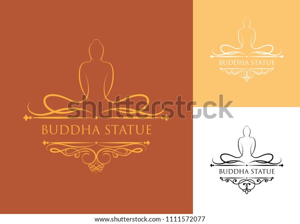 Buddha Statue Ancient Tracery Calligraphic Element Stock Vector ...
