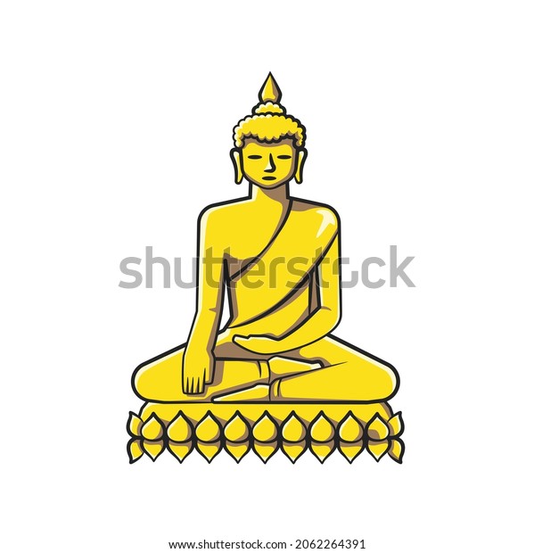 Buddha Statue Drawing Style Isolated Vector Stock Vector (Royalty Free ...