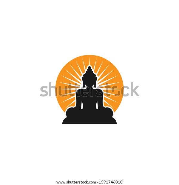 Buddha Statue Logo Vector Flat Design Stock Vector (Royalty Free ...