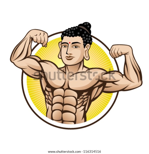 Buddha Who Posing Bodybuilding Hefty Muscular Stock Vector (Royalty ...
