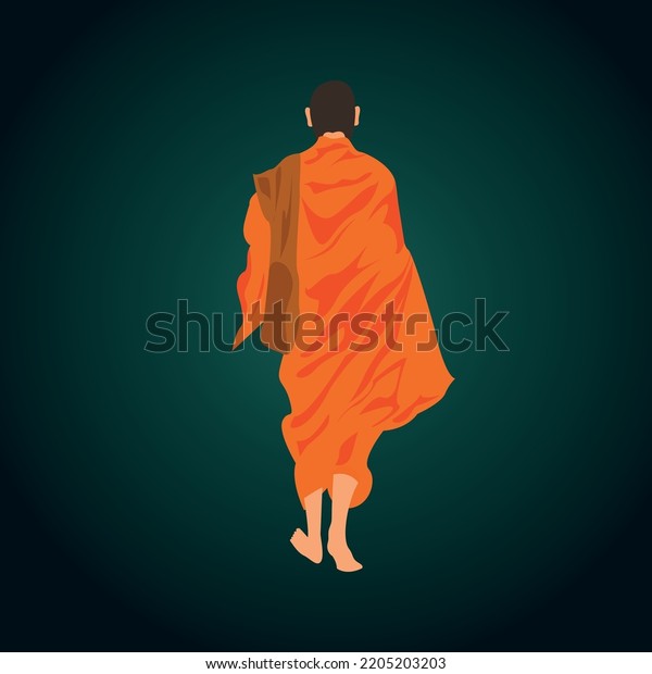 Buddhism Vector Illustrasion E Monk Walking Stock Vector (Royalty Free ...