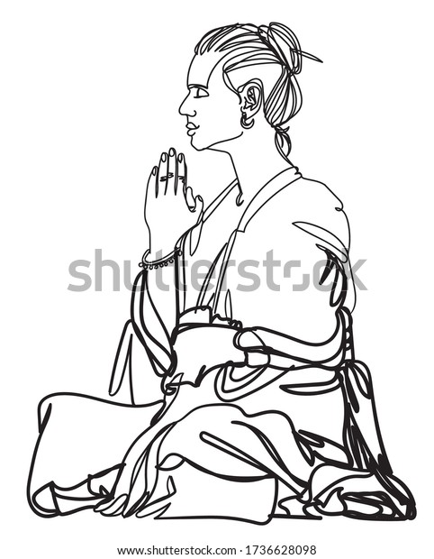 Buddhist Monk Praying Monk Prayer One Stock Vector (Royalty Free ...