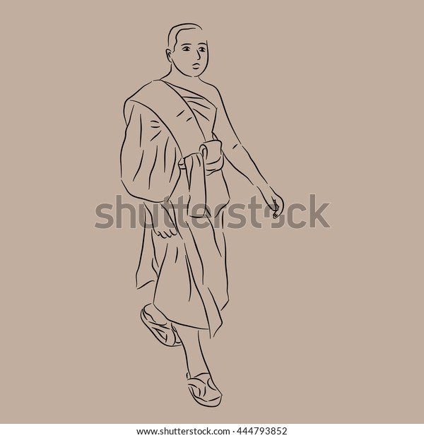 Buddhist Monk Vector Freehand Drawing Sketch Stock Vector (Royalty Free ...