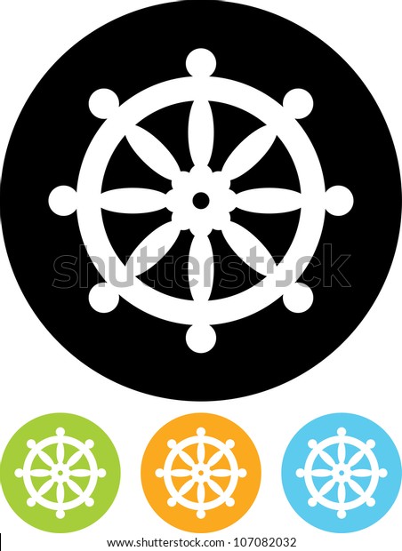 Buddhist Wheel Symbol Vector Icon Isolated Stock Vector (Royalty Free ...