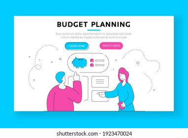 Vektor Stok Budget Planning Banner Template Modern Man (Tanpa Royalti ...