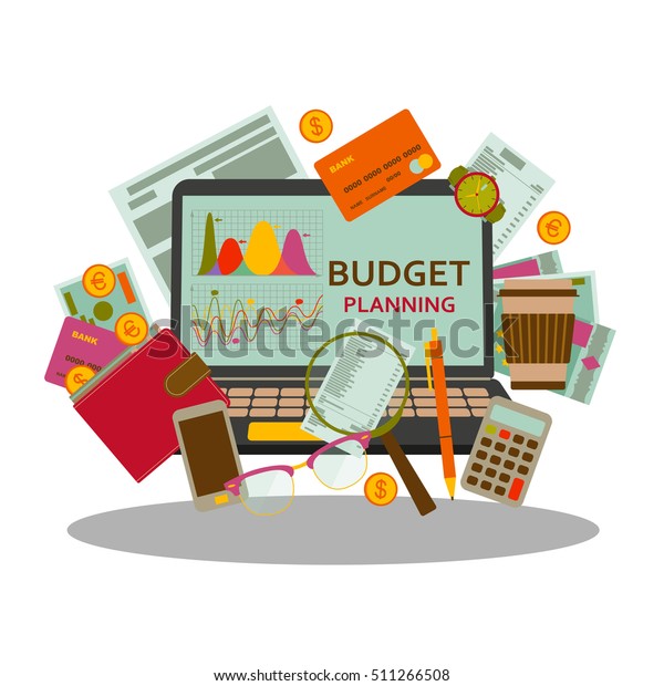 Budget planningsconcept in platte stijl. Modern: stockvector ...