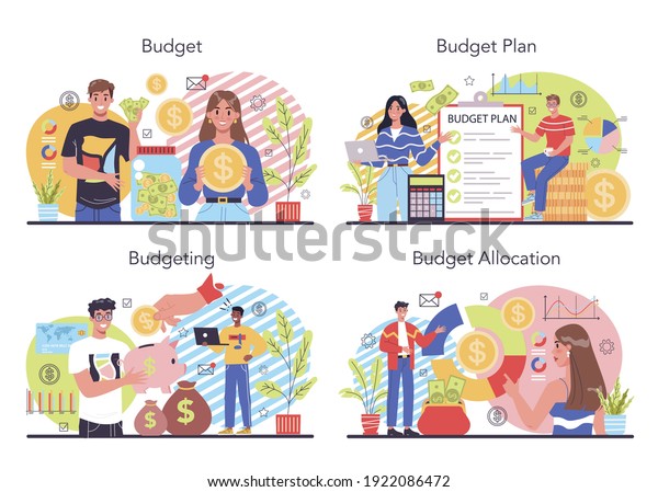 Budgeting Concept Set Idea Financial Planning Stock Vector (Royalty ...