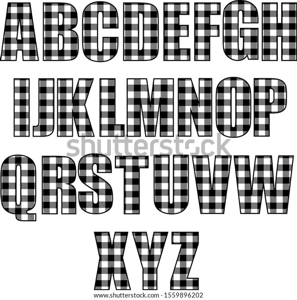 Buffalo Plaid Alphabet Letters Vector Illustration Stock Vector ...