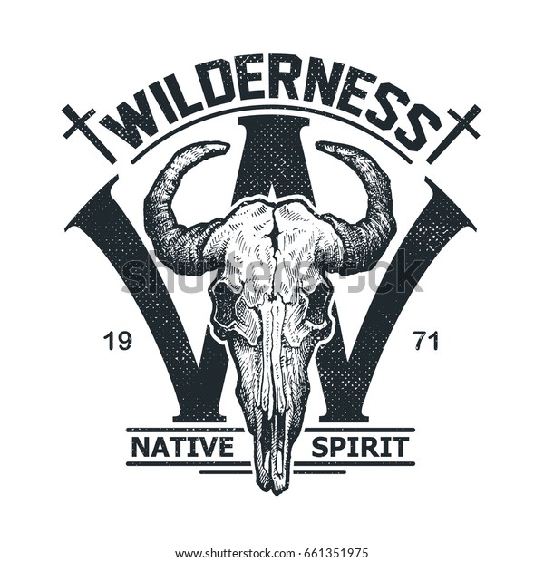 Buffalo Skull Vector Sketch Vintage Vector Stock Vector (Royalty Free ...