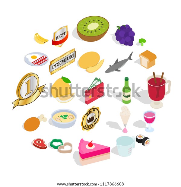 Buffet Icons Set Cartoon Set 25 Stock Vector (Royalty Free) 1117866608